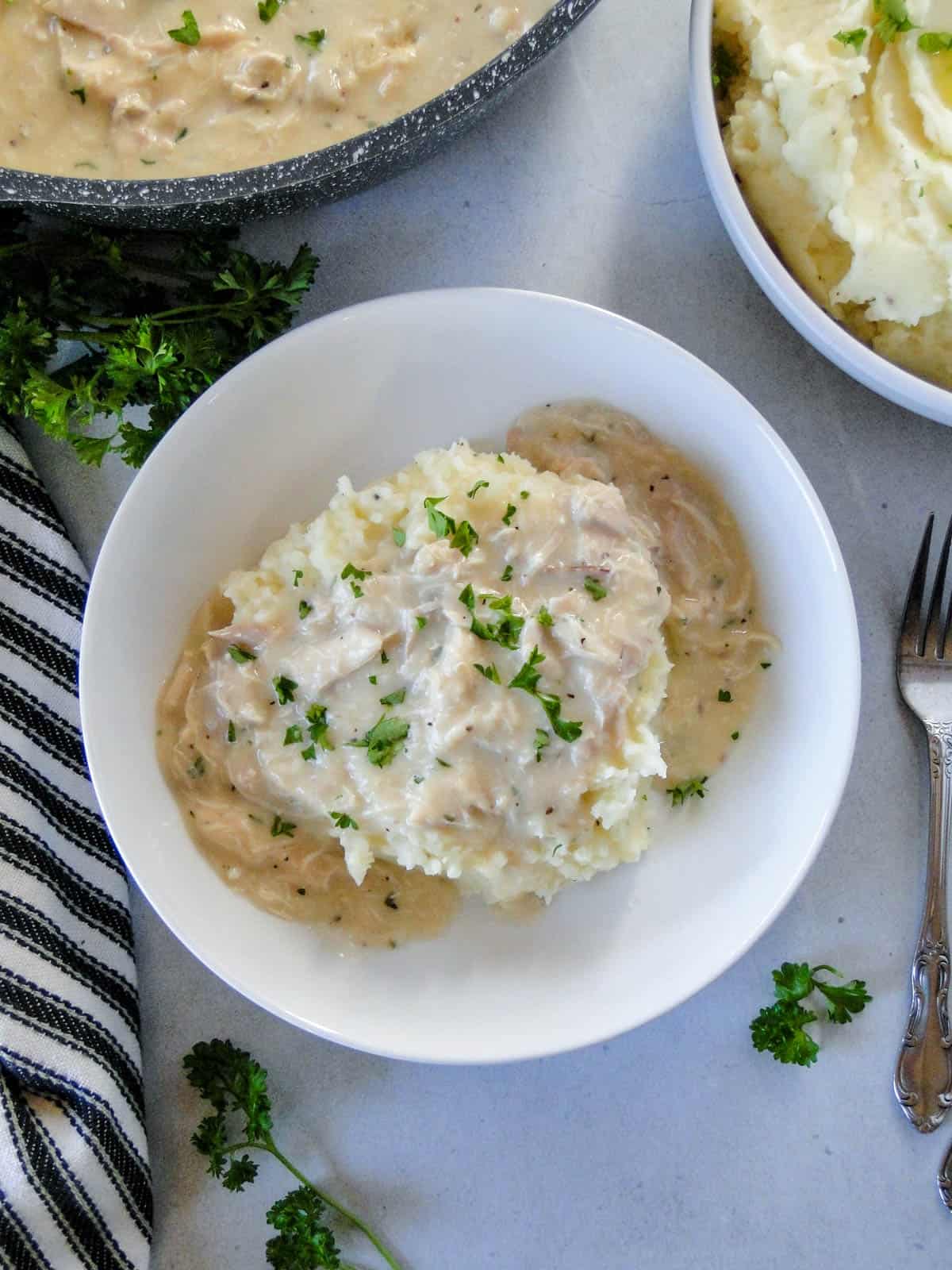 Chicken and Gravy over Mashed Potatoes - Heather's Homemade Kitchen